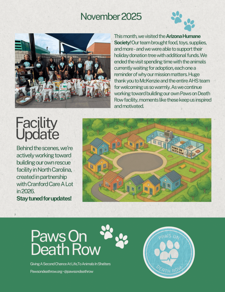 Monthly Newsletter – Paws On Death Row